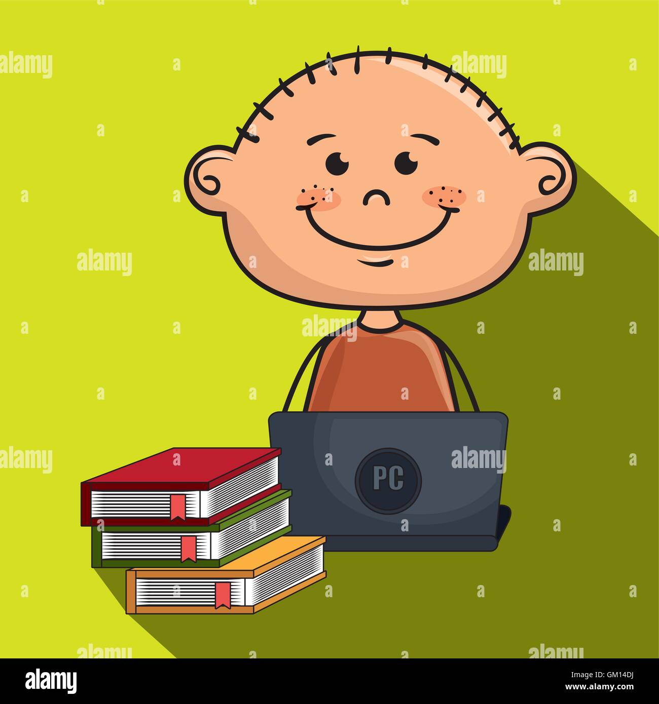 boy cartoon laptop books Stock Vector Image & Art - Alamy