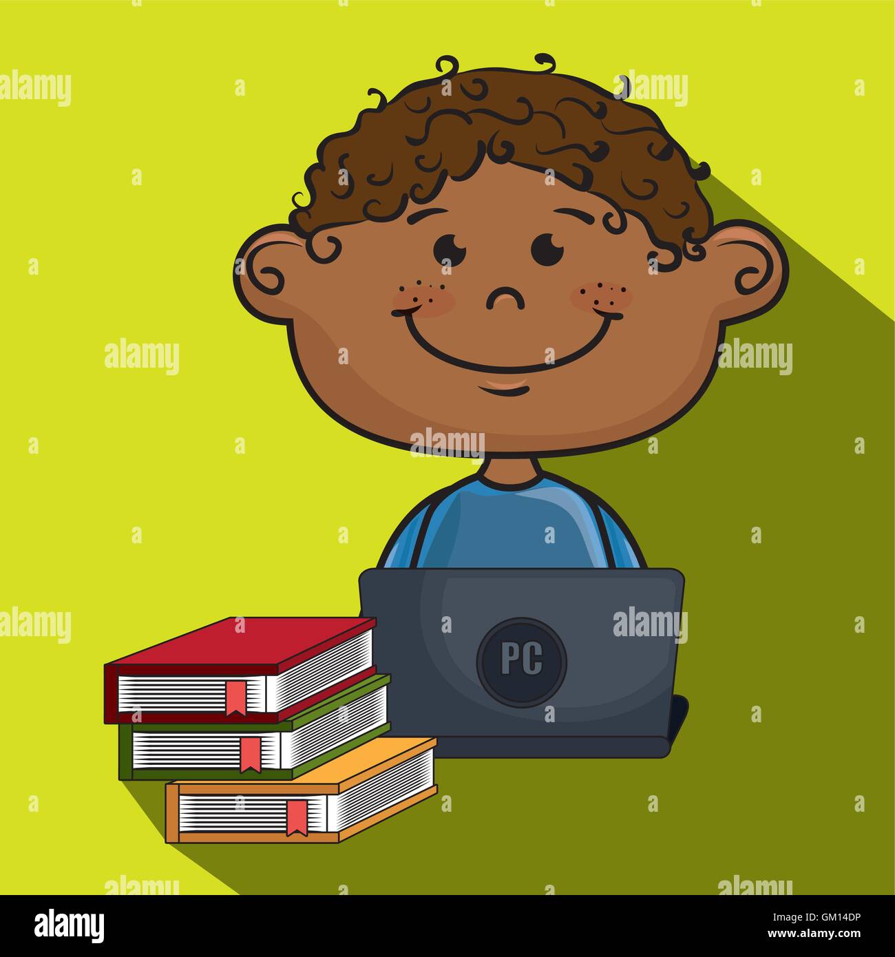 boy cartoon laptop books Stock Vector Image & Art - Alamy