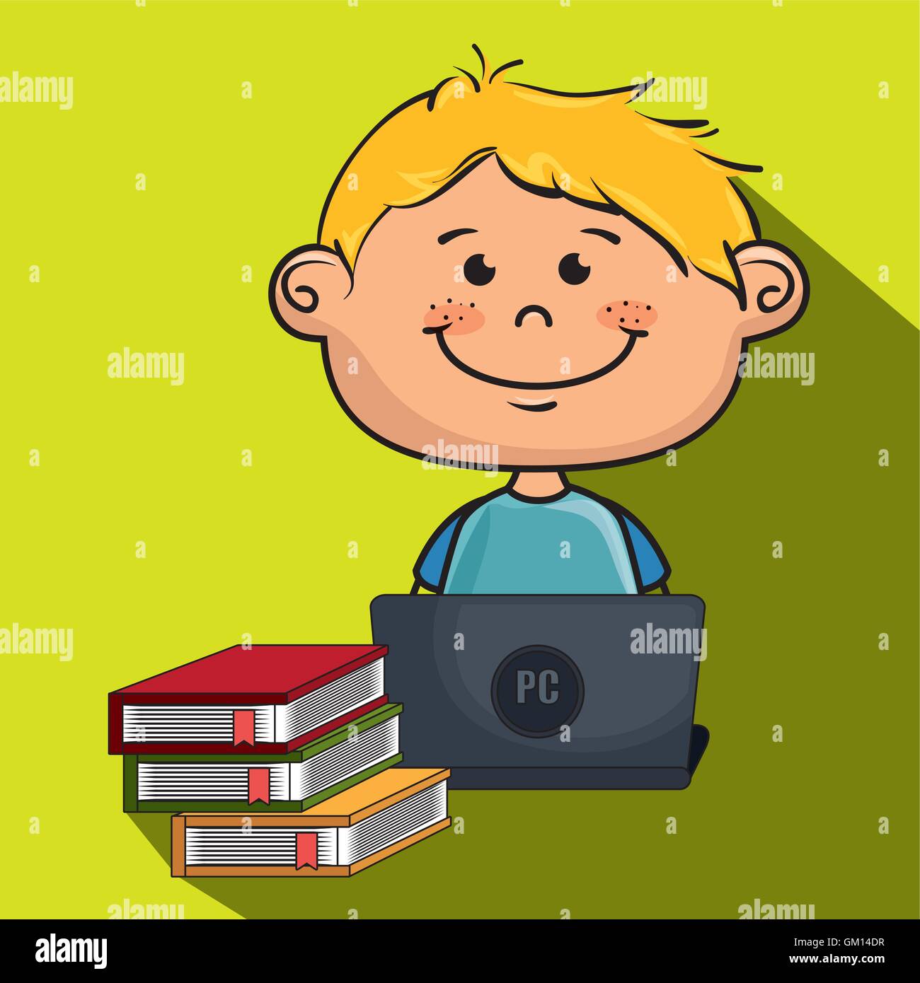 boy cartoon laptop books Stock Vector Image & Art - Alamy