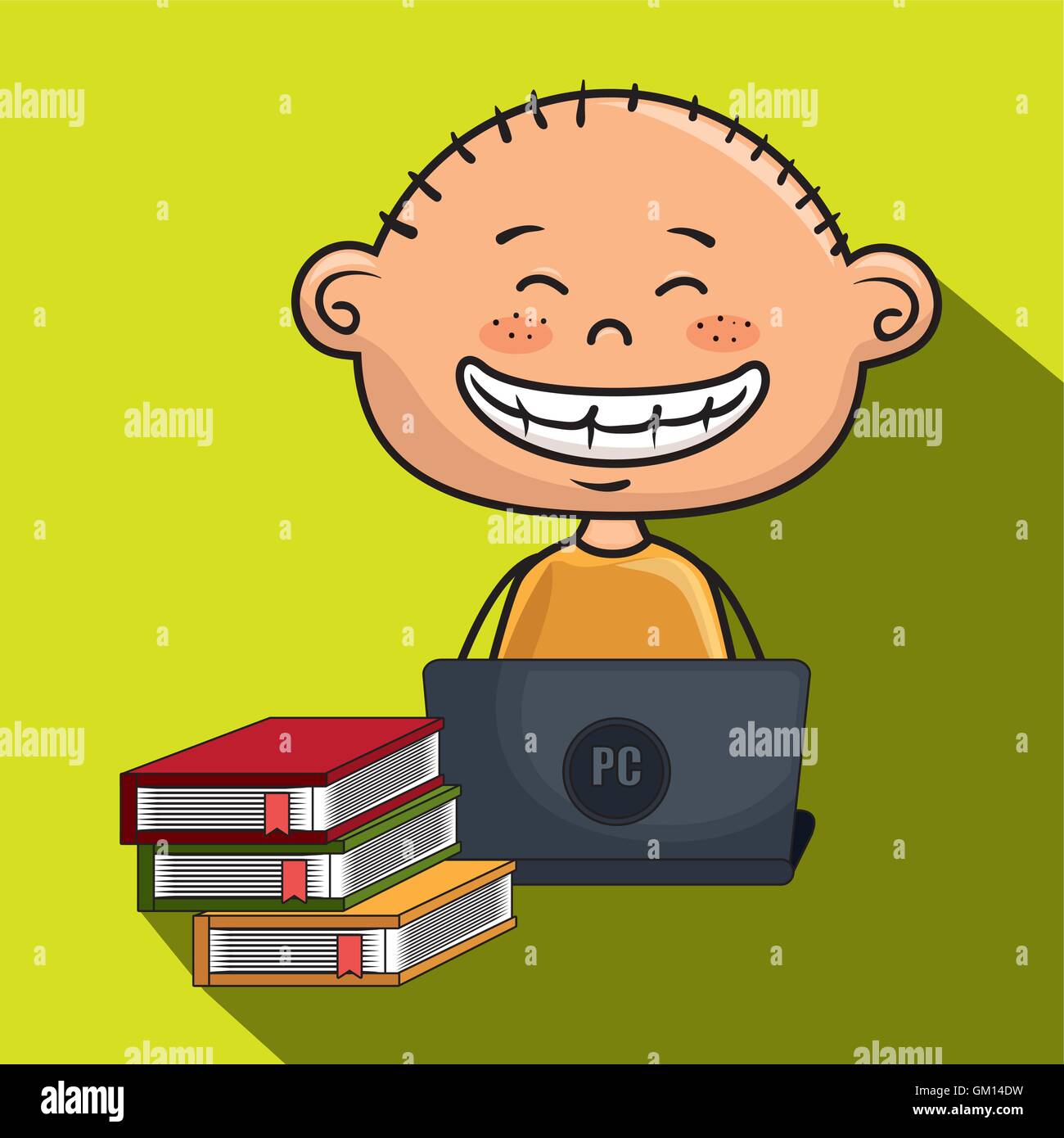 boy cartoon laptop books Stock Vector Image & Art - Alamy