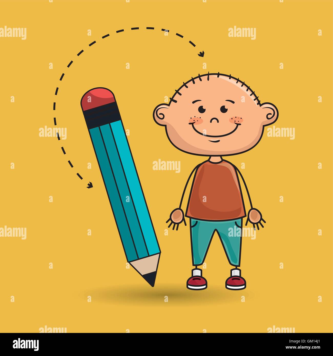 child cartoon pencil icon Stock Vector Image & Art - Alamy