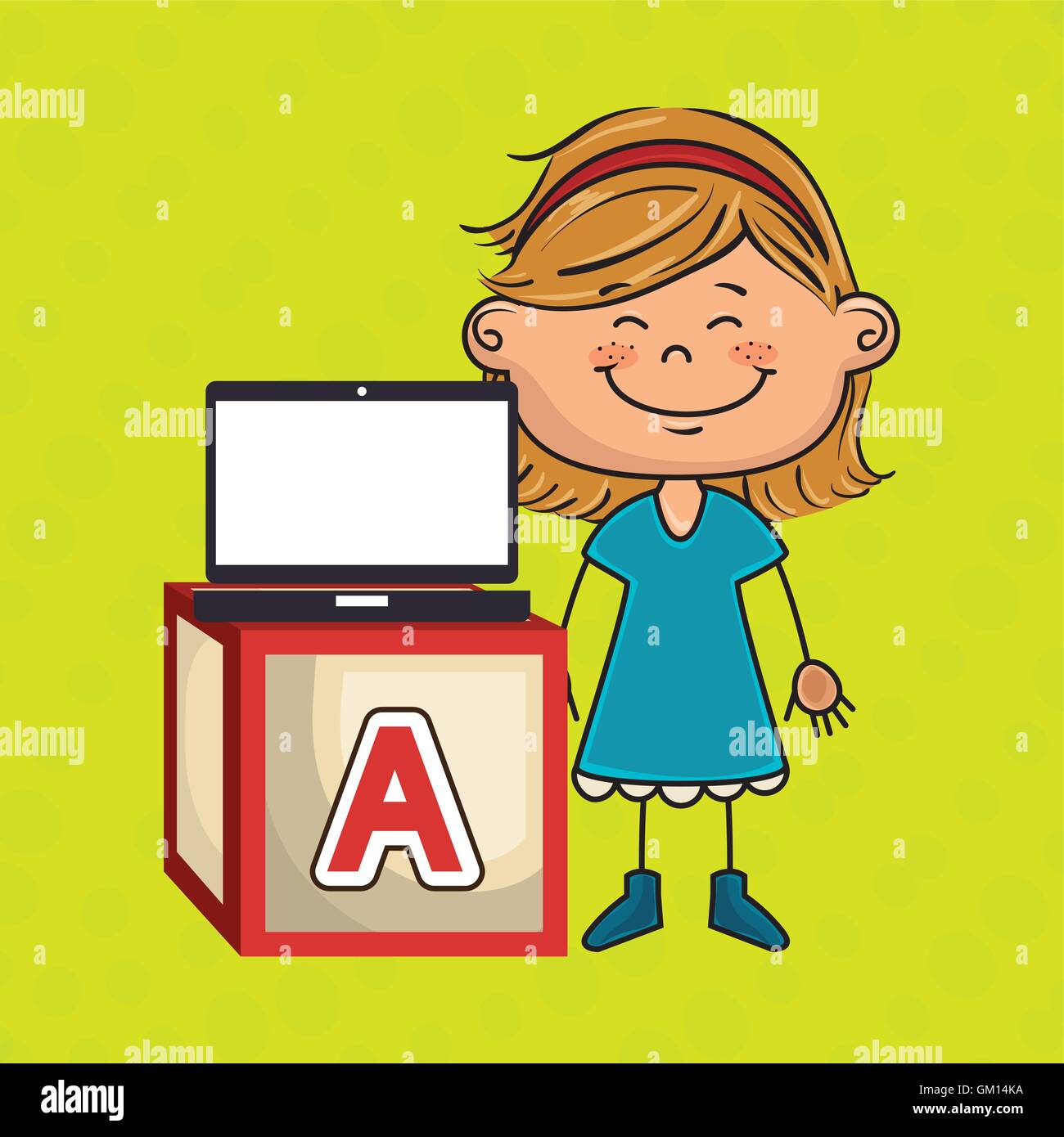girl laptop cube icon Stock Vector Image & Art - Alamy