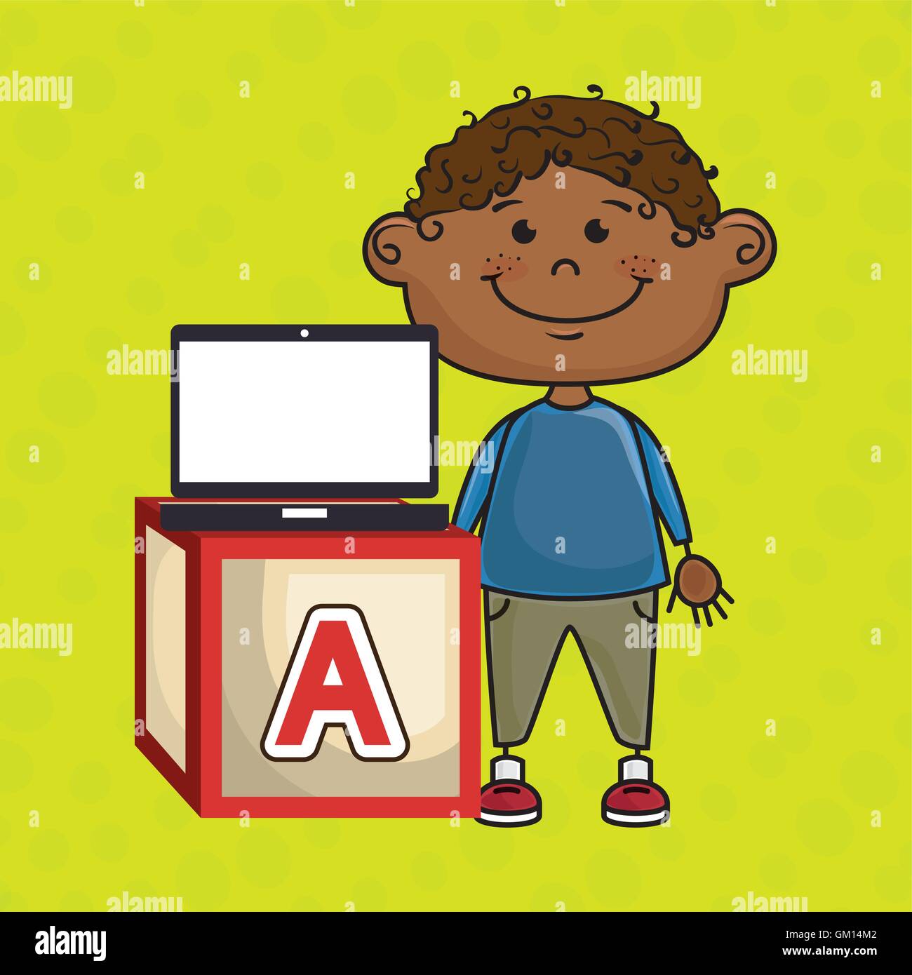 boy laptop cube icon Stock Vector Image & Art - Alamy