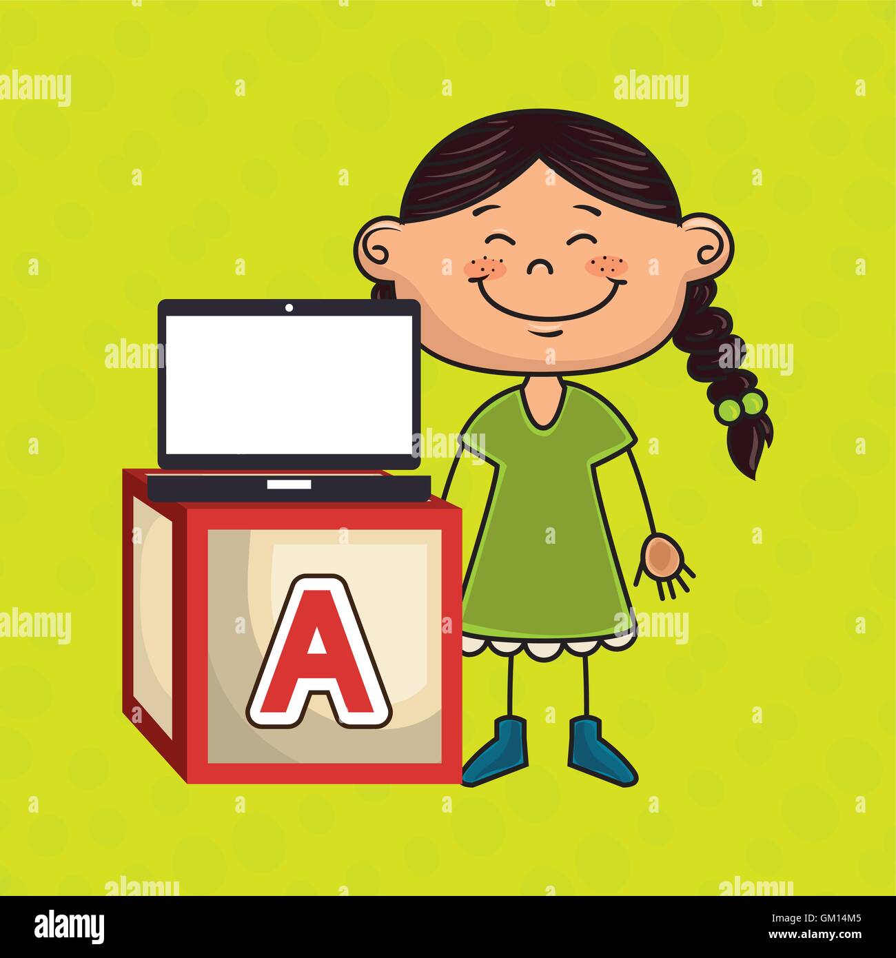 girl laptop cube icon Stock Vector Image & Art - Alamy
