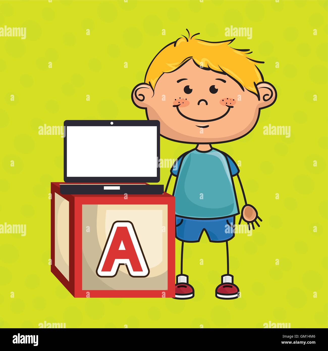 boy laptop cube icon Stock Vector Image & Art - Alamy