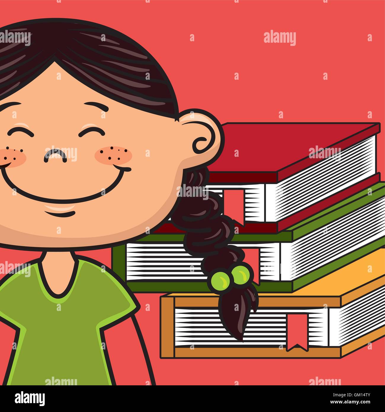 girl cartoon laptop books Stock Vector Image & Art - Alamy