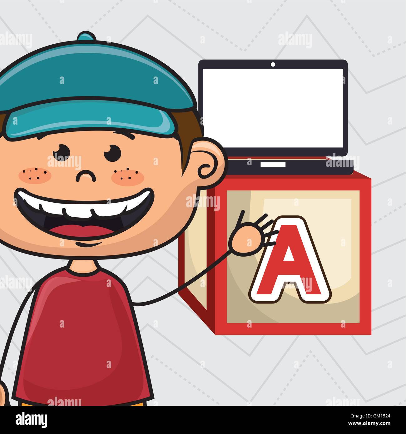boy laptop cube icon Stock Vector Image & Art - Alamy
