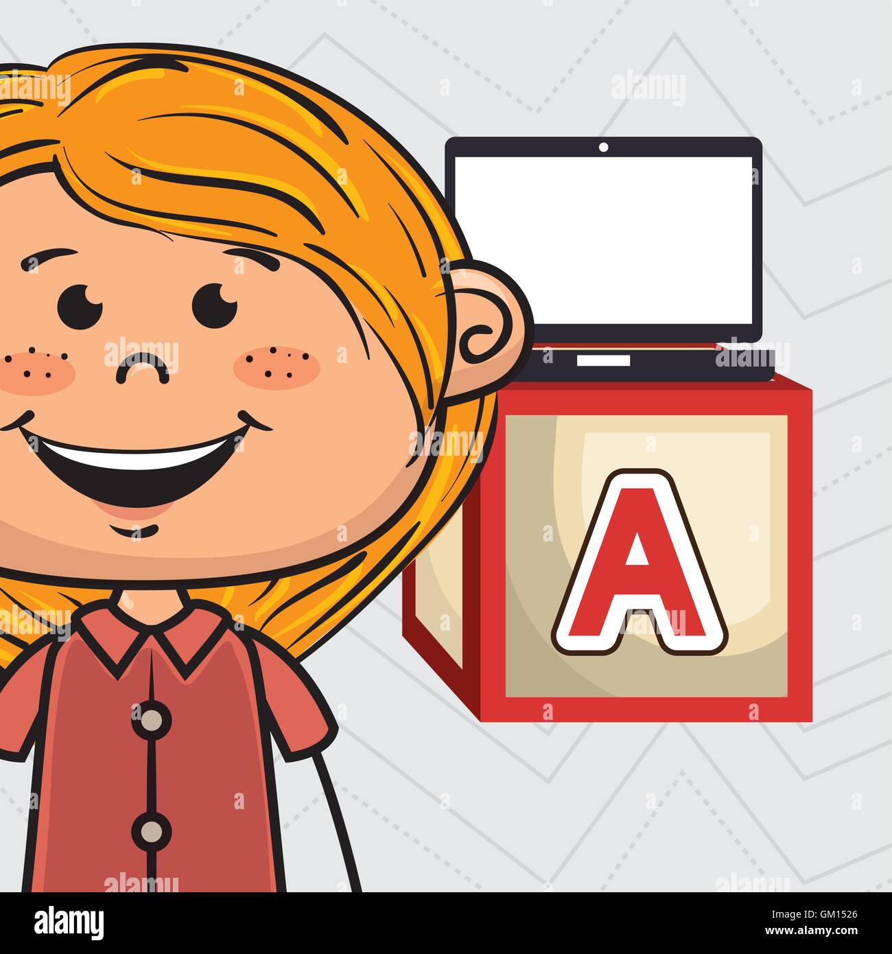 girl laptop cube icon Stock Vector Image & Art - Alamy