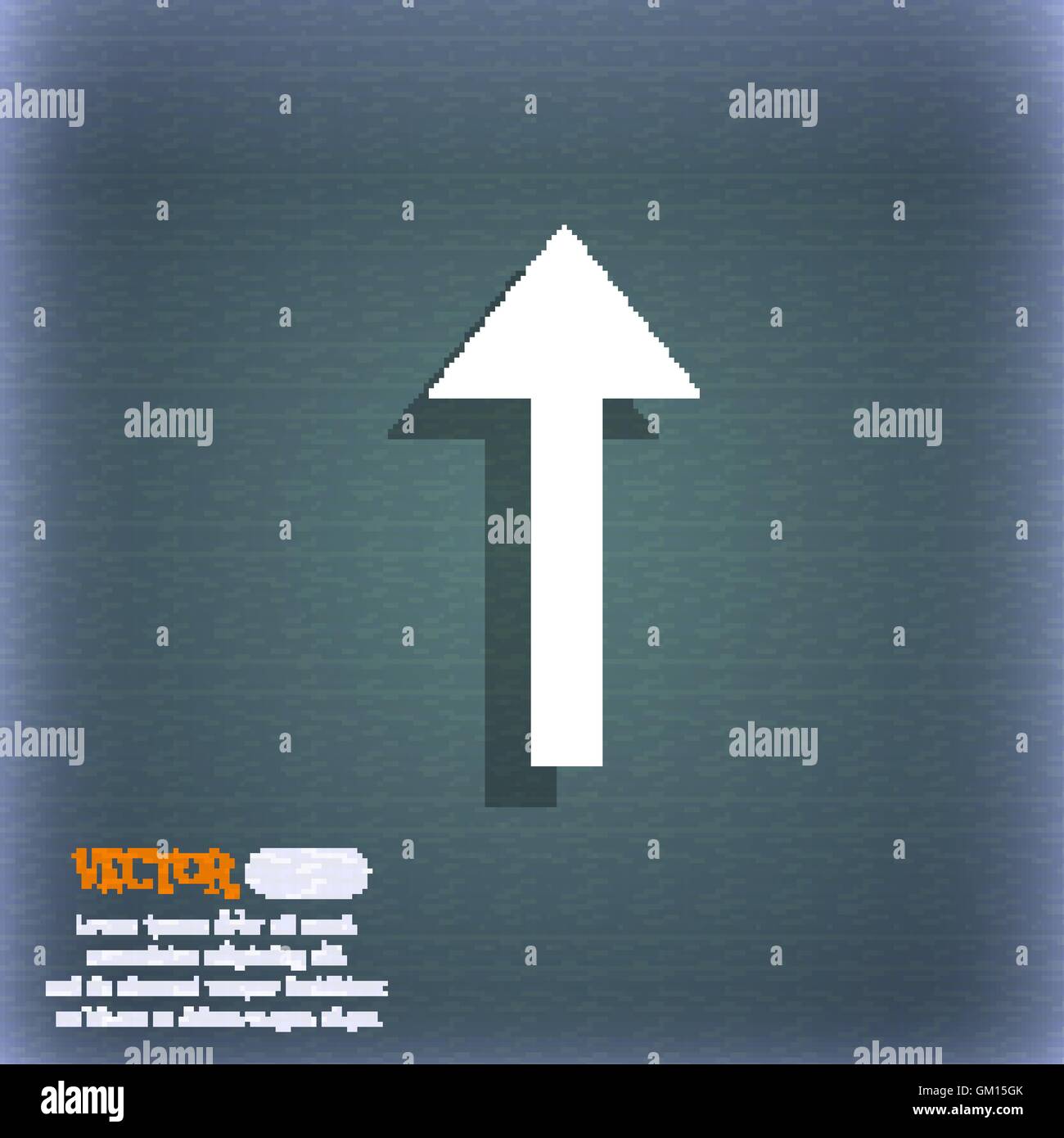 Direction arrow up icon symbol on the blue-green abstract background ...