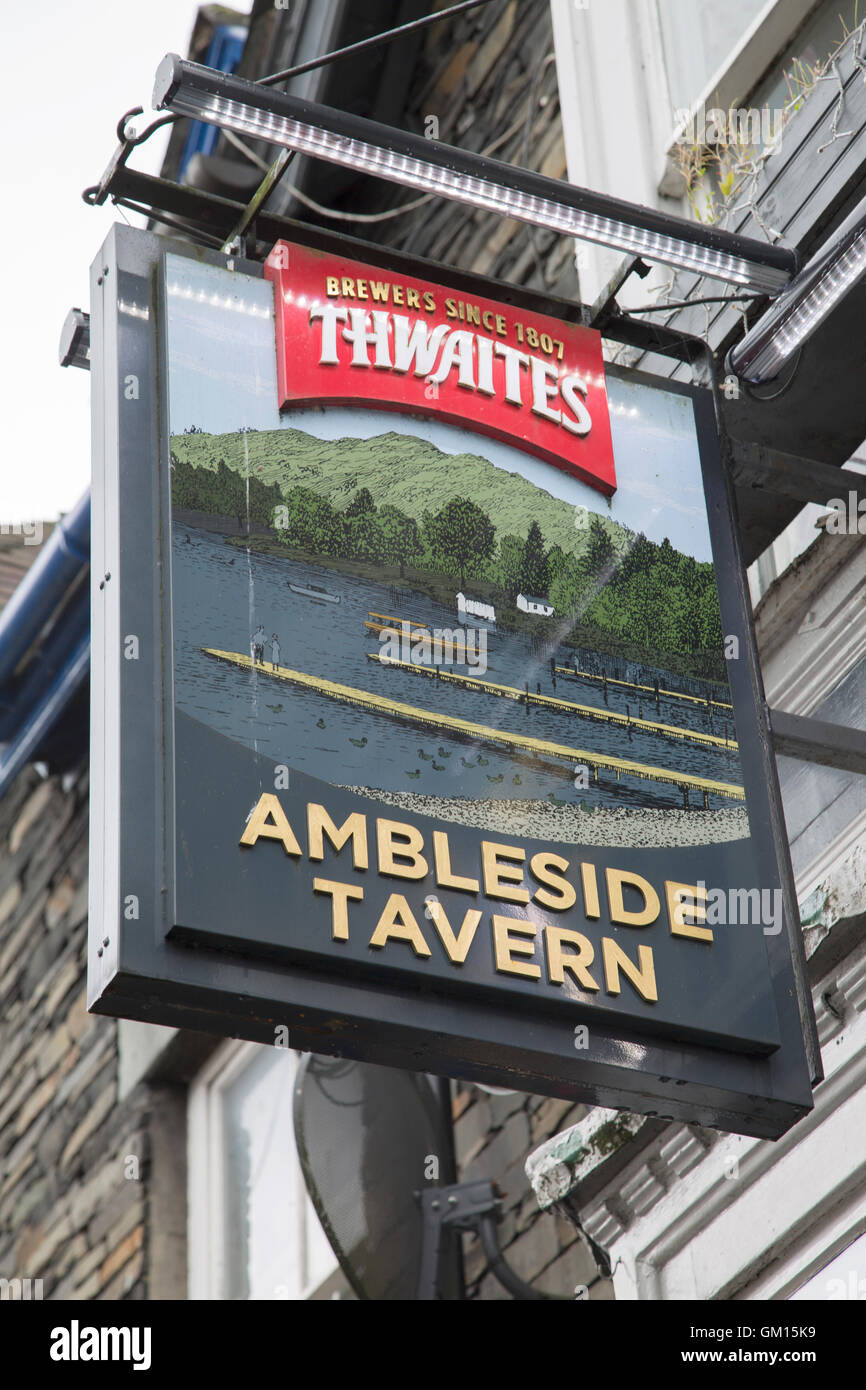 Ambleside Tavern Pub Sign; Lake District; England; UK Stock Photo - Alamy