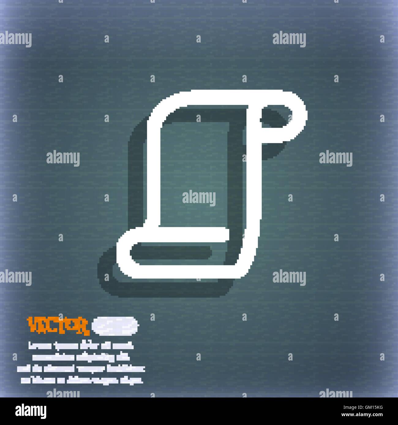 paper scroll icon symbol on the blue-green abstract background with ...