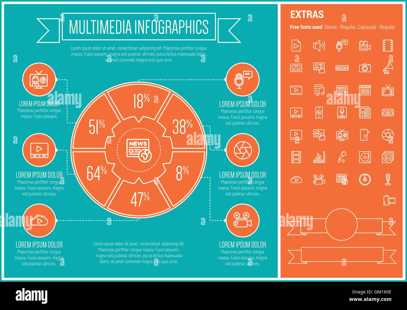 Multimedia Line Design Infographic Template Stock Vector Image & Art ...