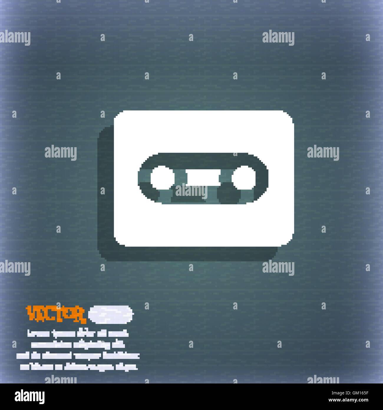 Cassette icon symbol on the blue-green abstract background with shadow ...