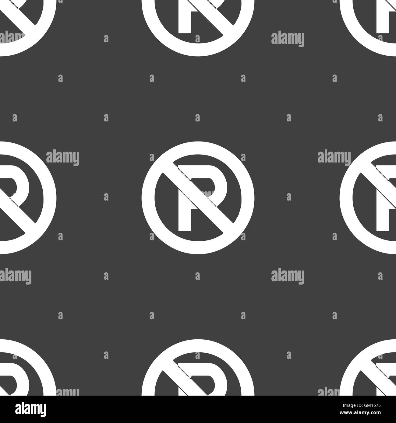 No parking icon sign. Seamless pattern on a gray background. Vector ...