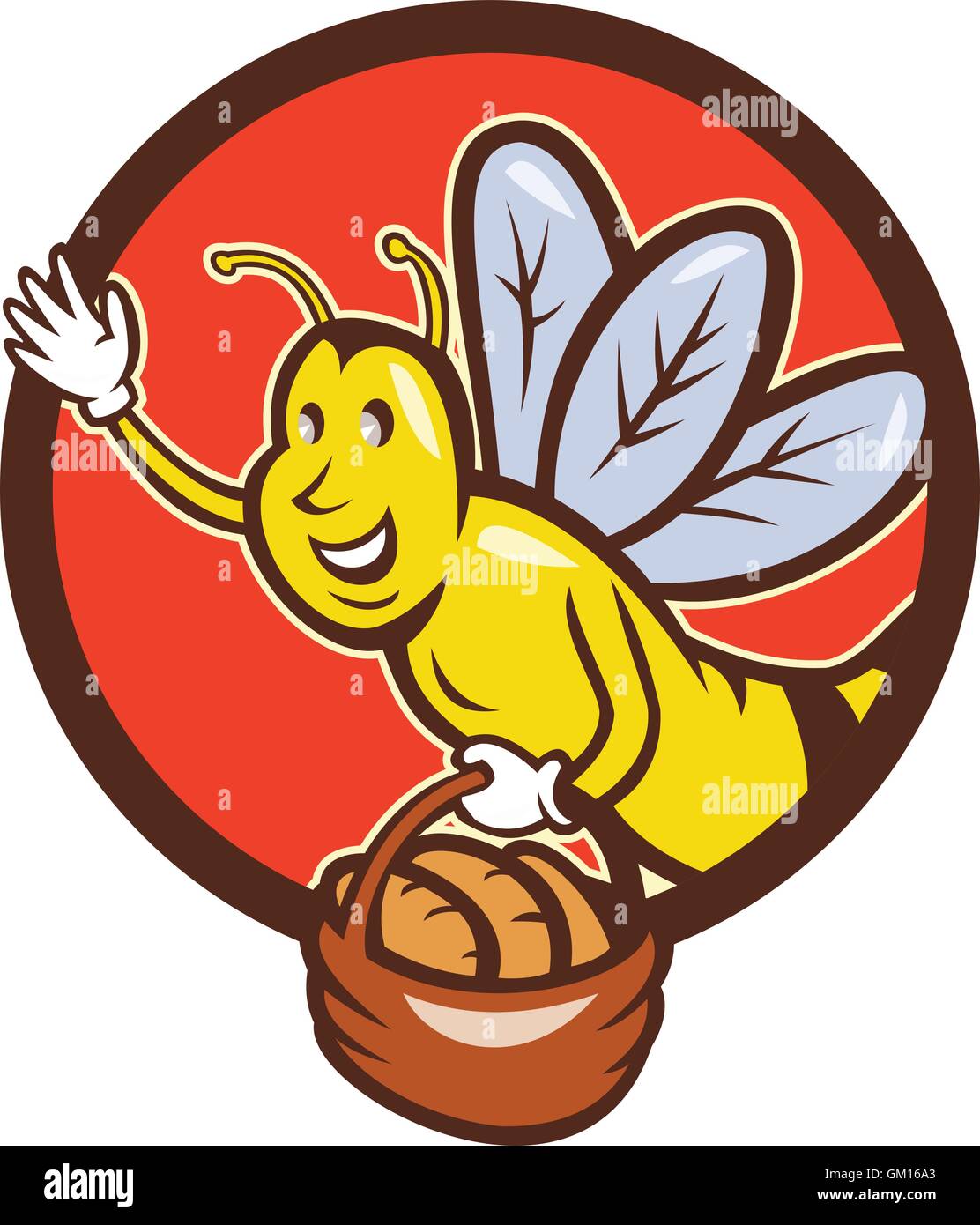 Bee Carrying Basket With Bread Circle Cartoon Stock Vector Image & Art ...