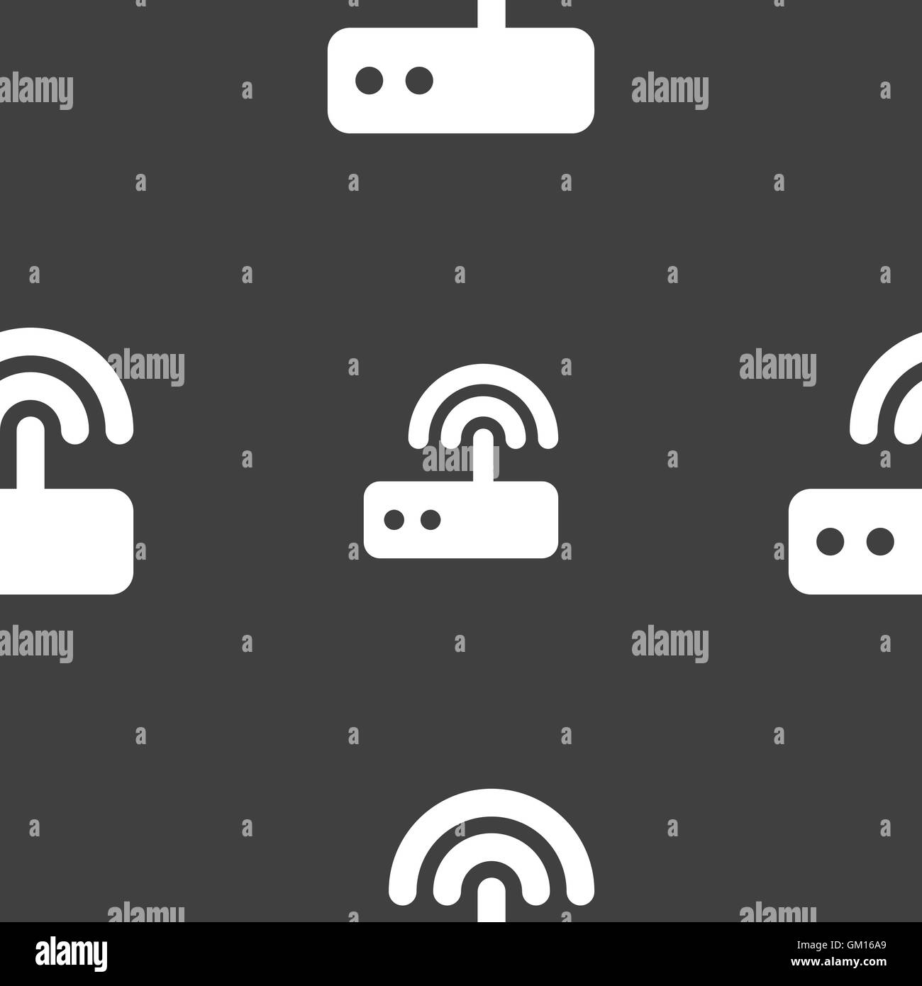 Wi fi router icon sign. Seamless pattern on a gray background. Vector ...