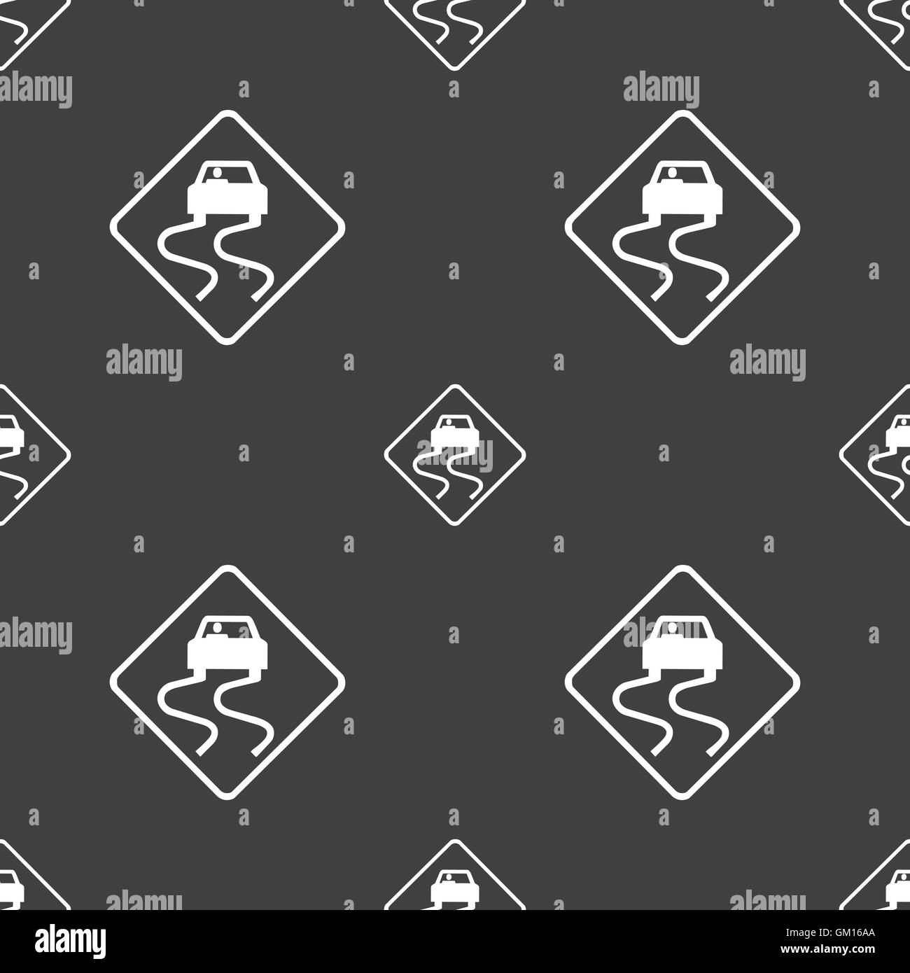 Road slippery icon sign. Seamless pattern on a gray background. Vector Stock Vector Image & Art ...