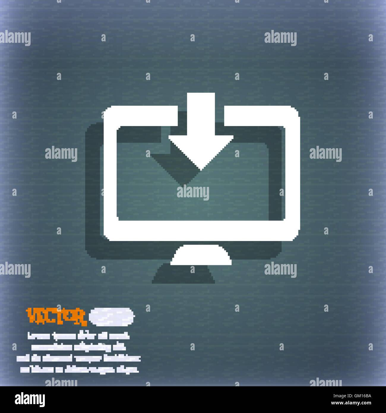 Download, Load, Backup icon symbol on the blue-green abstract background with shadow and space ...