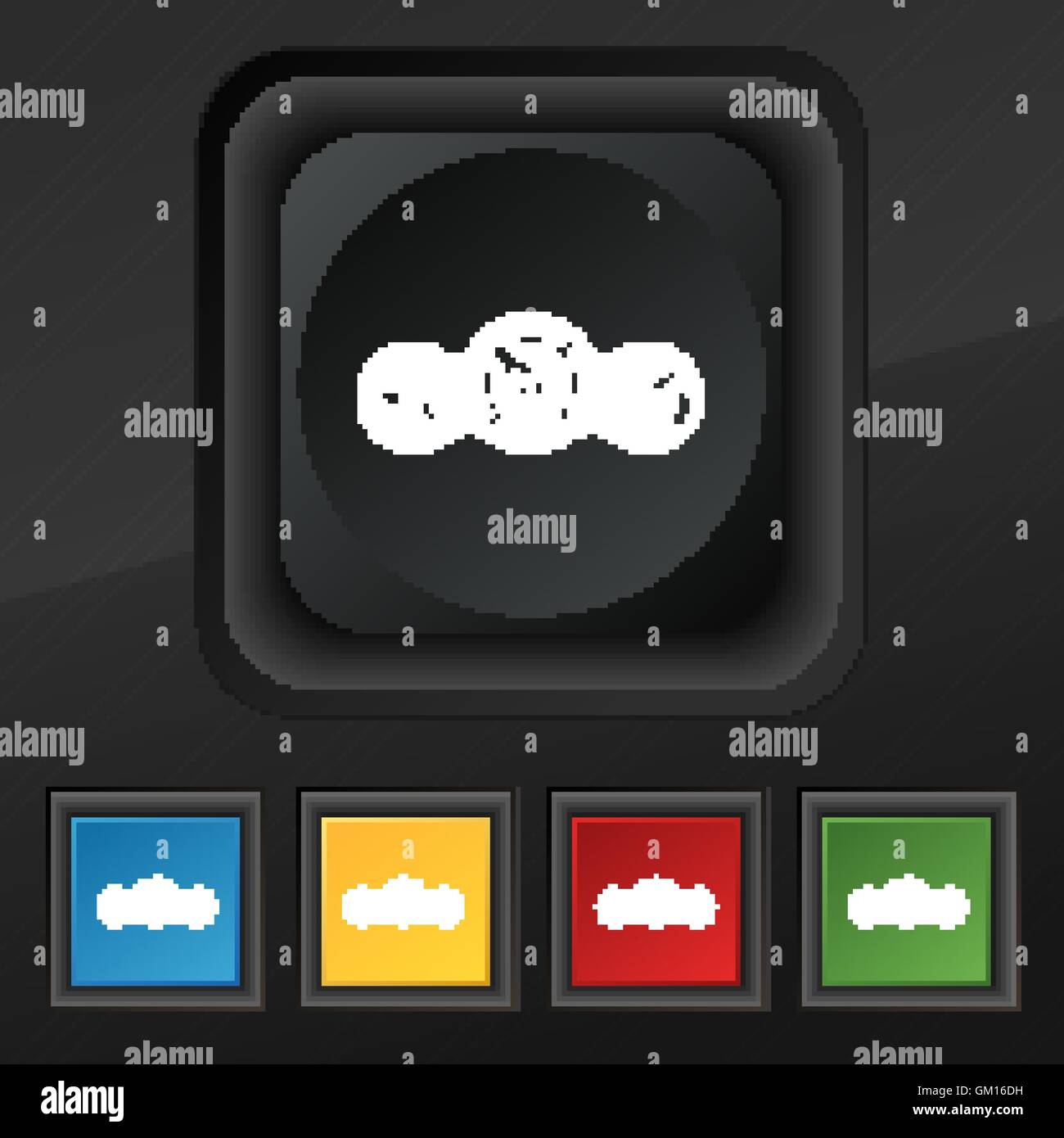 speed, speedometer icon symbol. Set of five colorful, stylish buttons ...