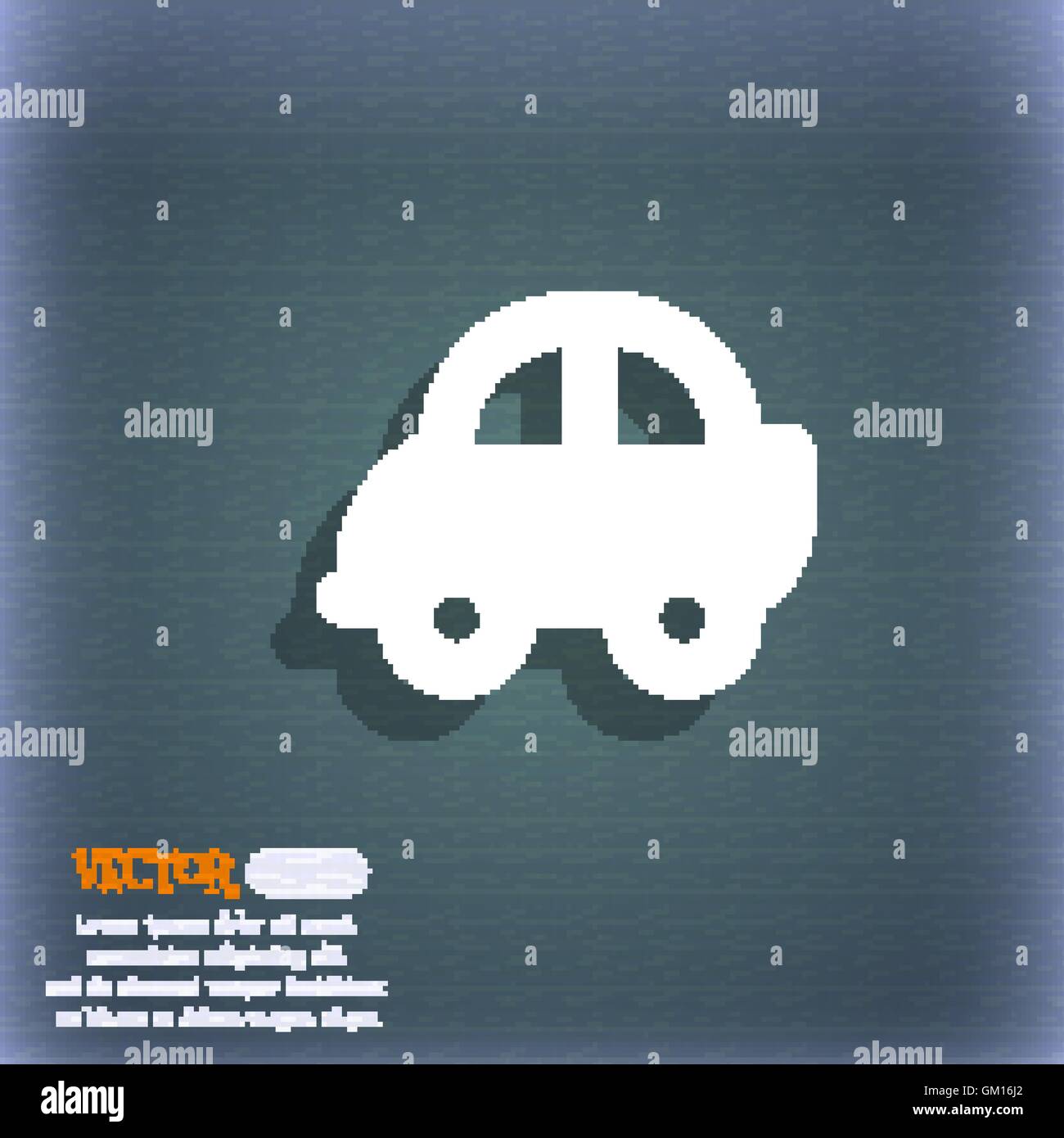 Auto icon symbol on the blue-green abstract background with shadow and ...