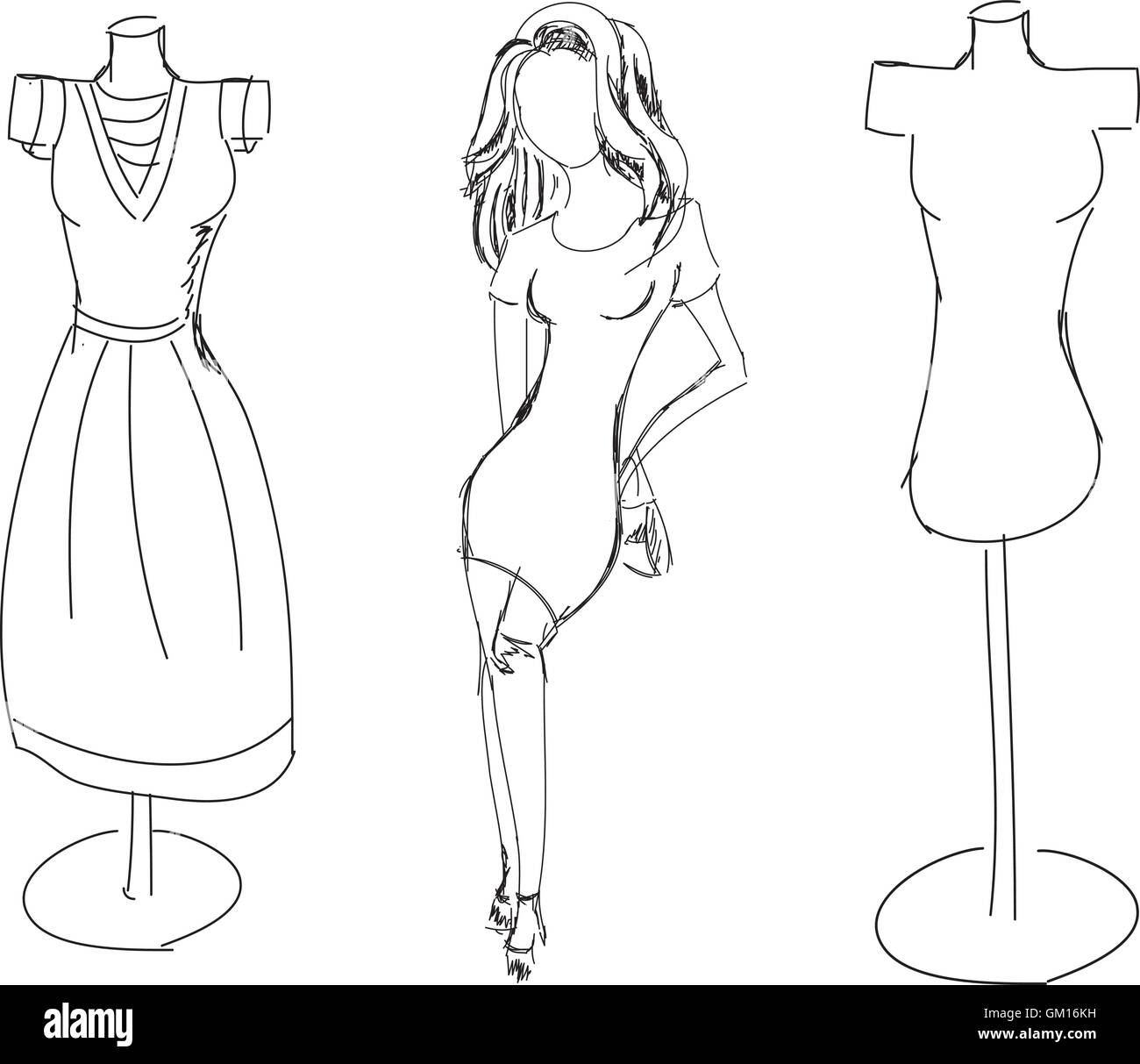 Dress modern drawing sketch hi-res stock photography and images - Alamy
