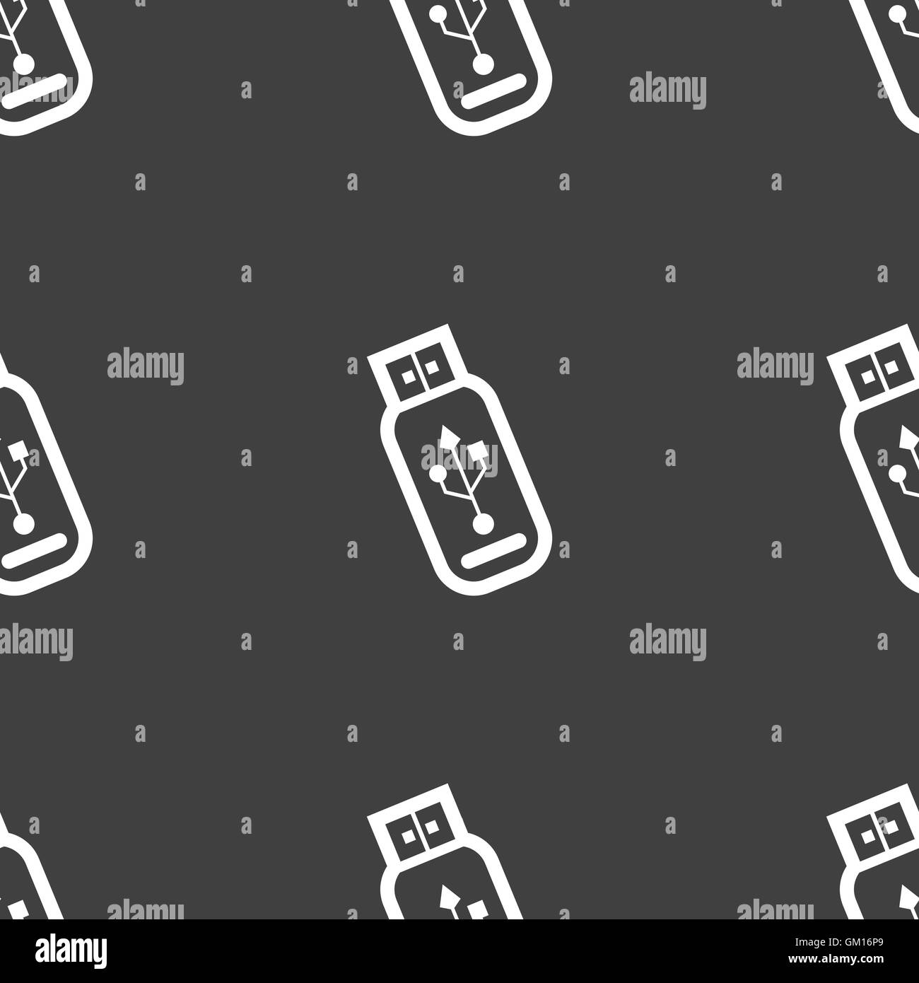 Usb flash drive icon sign. Seamless pattern on a gray background ...