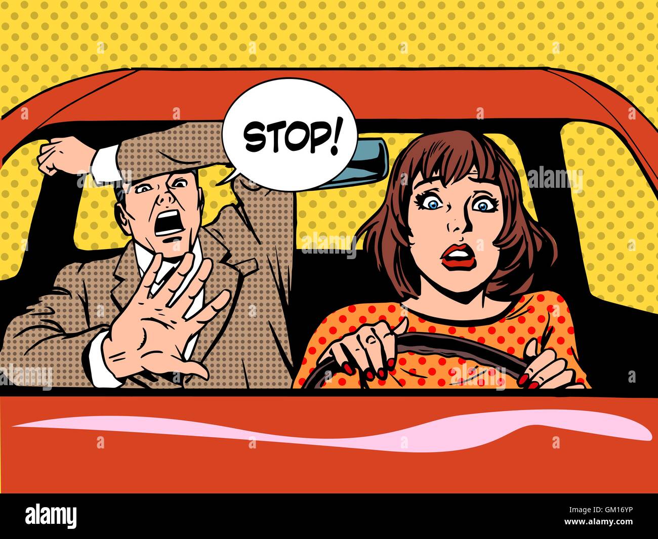 Cartoon illustration businessman driving car hi-res stock photography ...