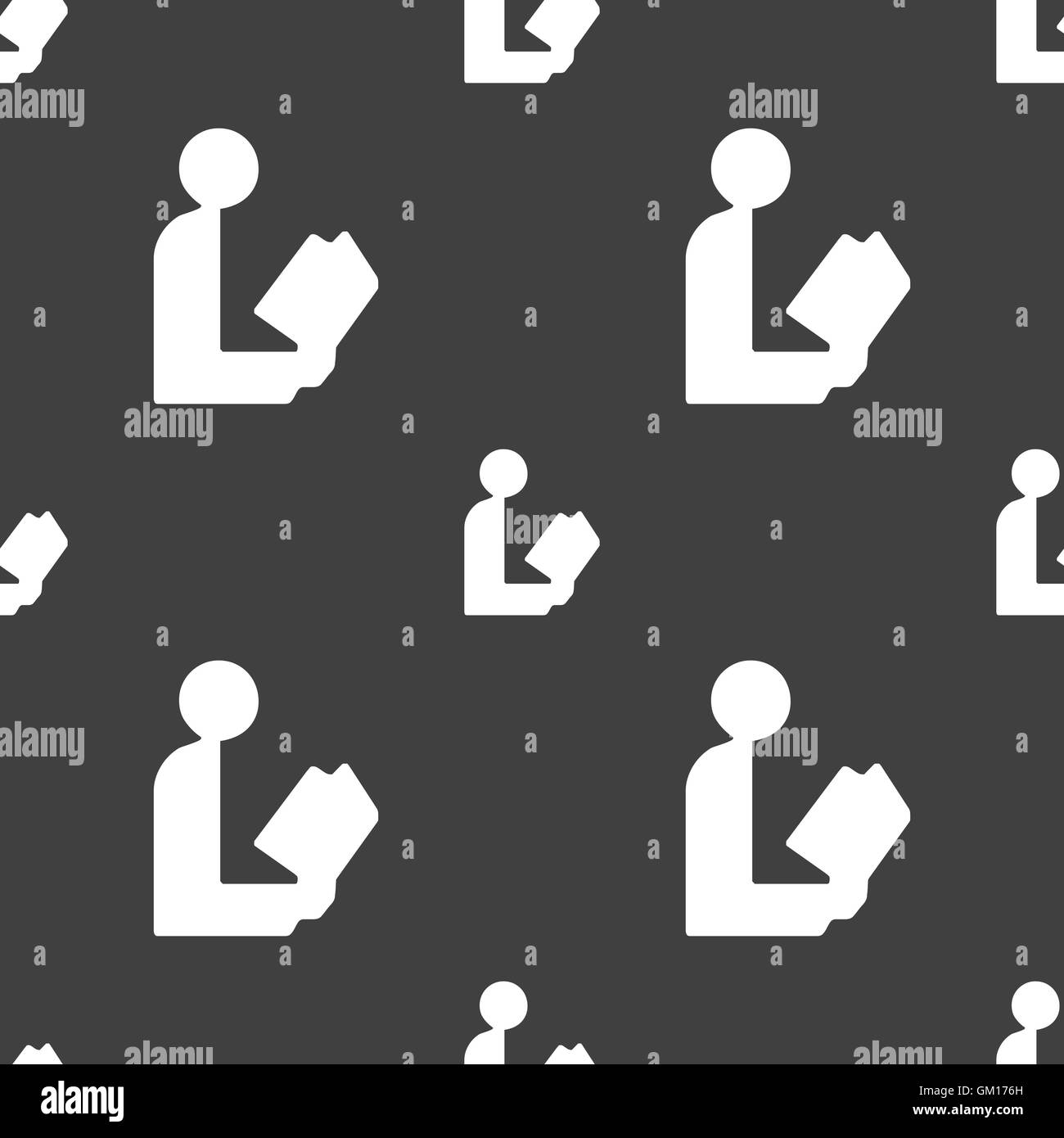 read a book icon sign. Seamless pattern on a gray background. Vector ...