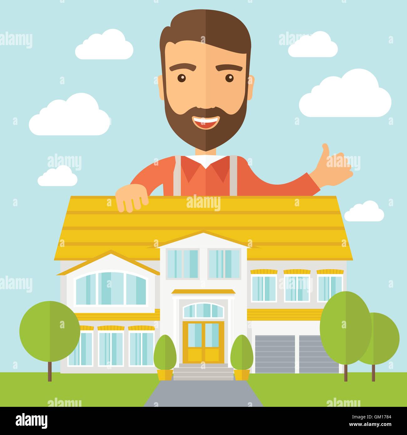 Man at the back of house structure plan Stock Vector Image & Art - Alamy