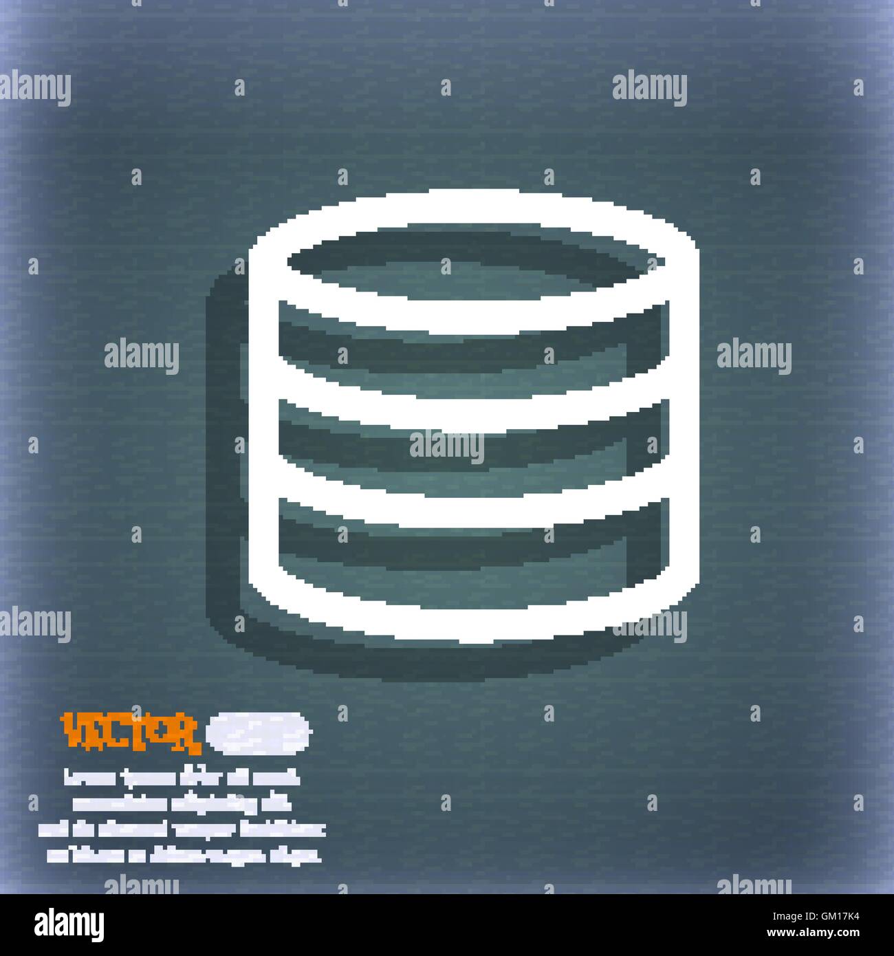 Hard disk and database icon symbol on the blue-green abstract ...