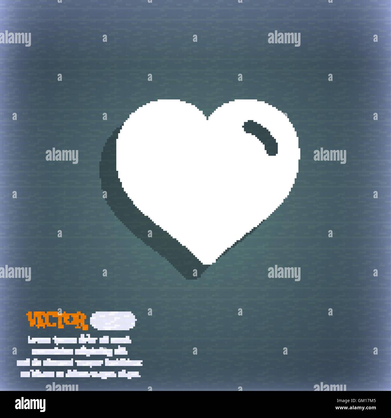 Heart, Love icon symbol on the blue-green abstract background with ...