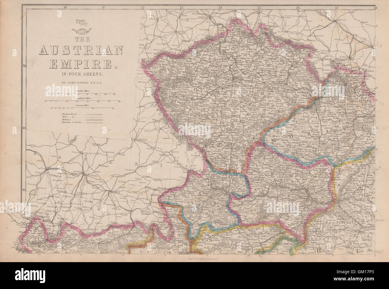 AUSTRIAN EMPIRE NORTH WEST. Bohemia Moravia Prague Vienna. DOWER, 1863 ...