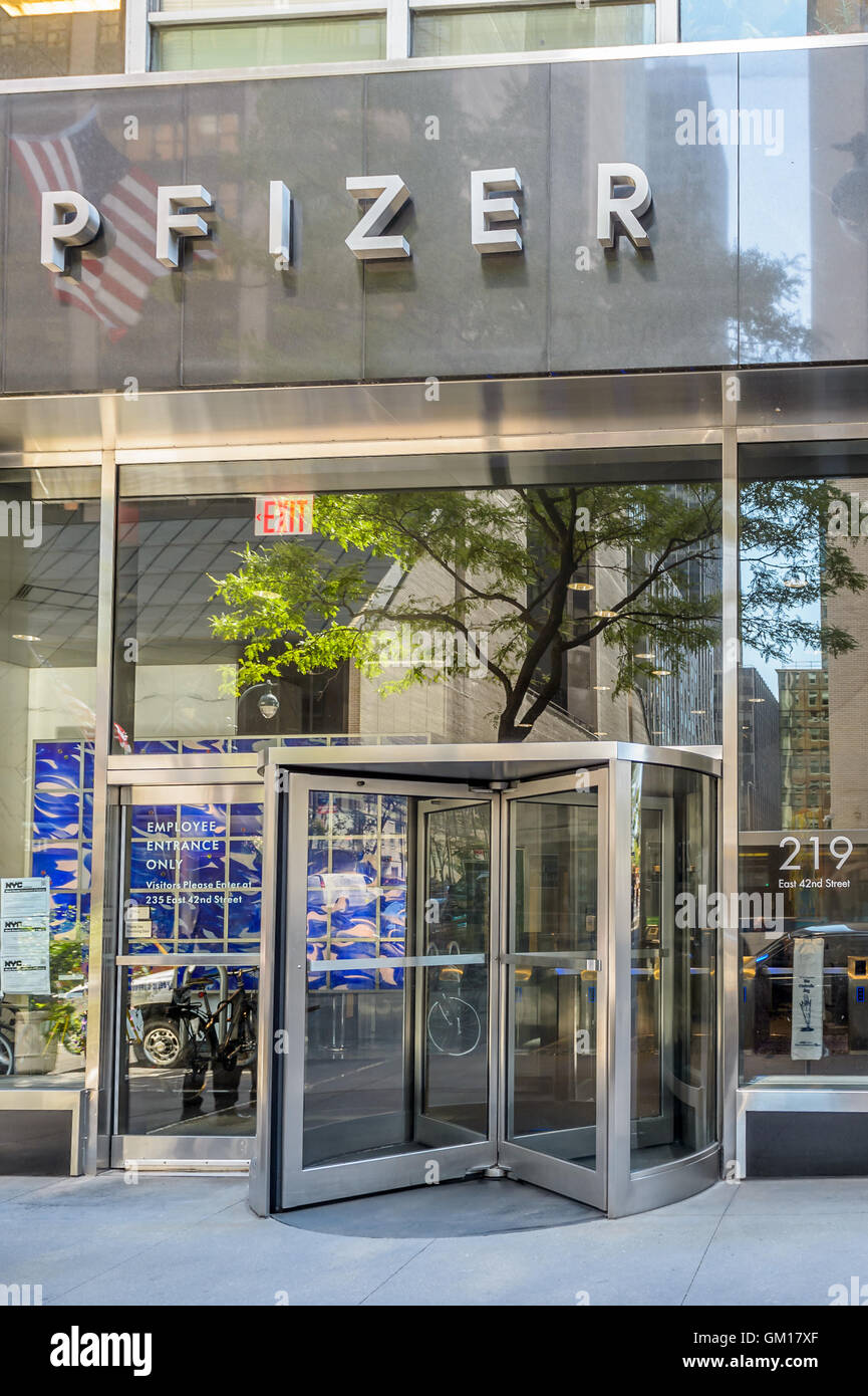New York, United States. 23rd Aug, 2016. Pfizer New York Headquarters ...