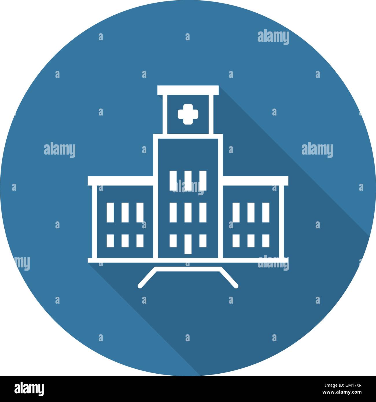 Hospital Complex Icon. Flat Design. Long Shadow Stock Vector Image ...