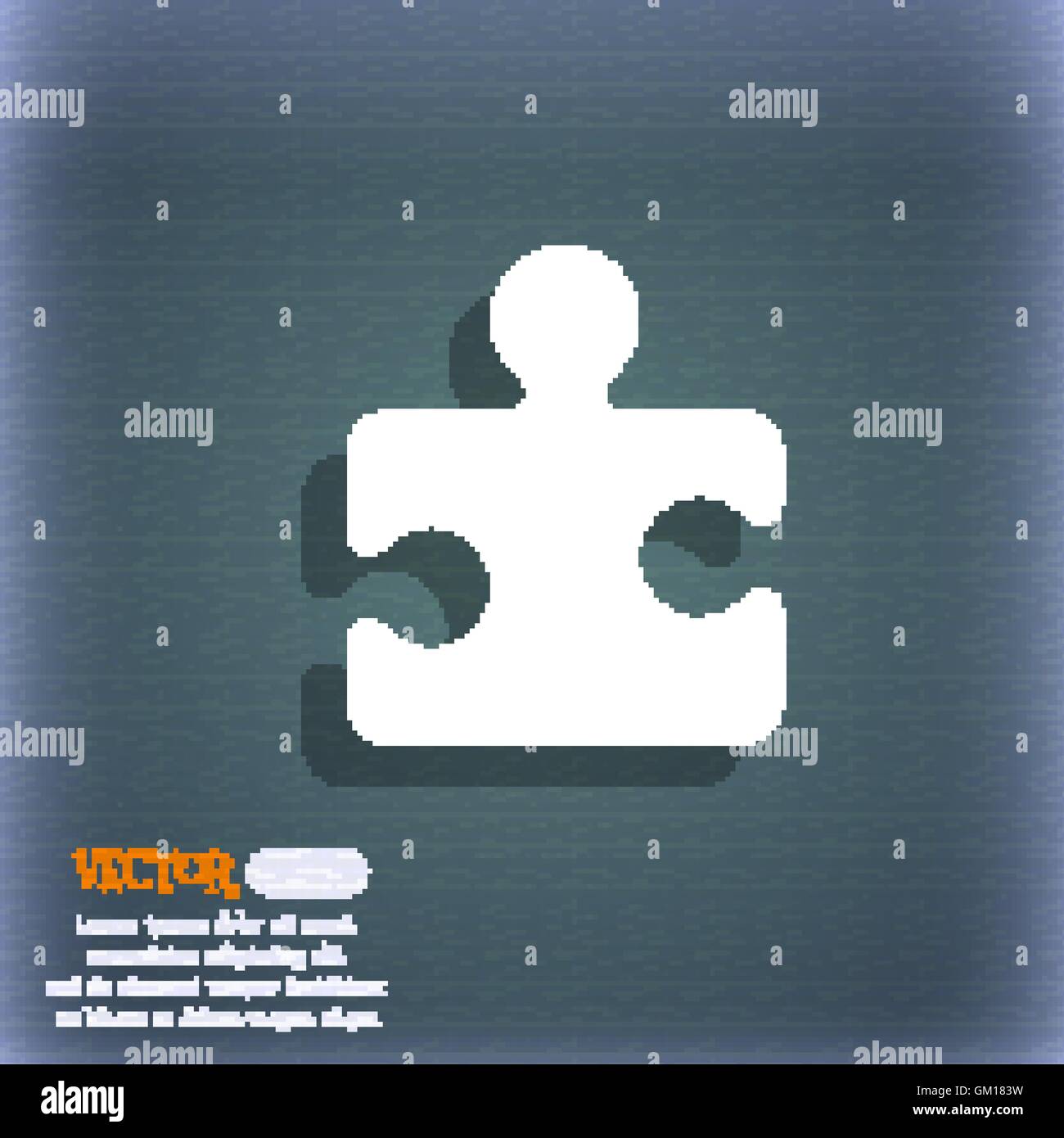 Puzzle piece icon symbol on the blue-green abstract background with ...
