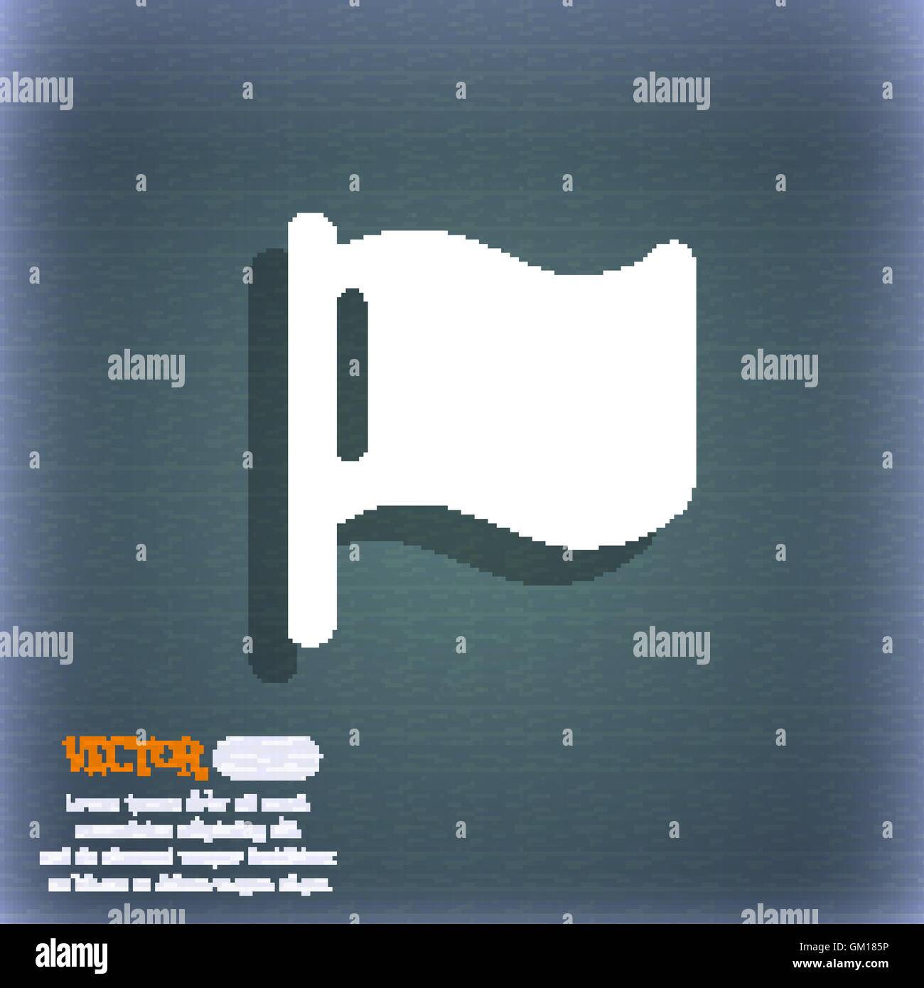 flag icon symbol on the blue-green abstract background with shadow and ...