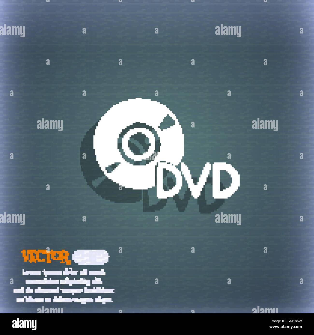 dvd icon symbol on the blue-green abstract background with shadow and ...