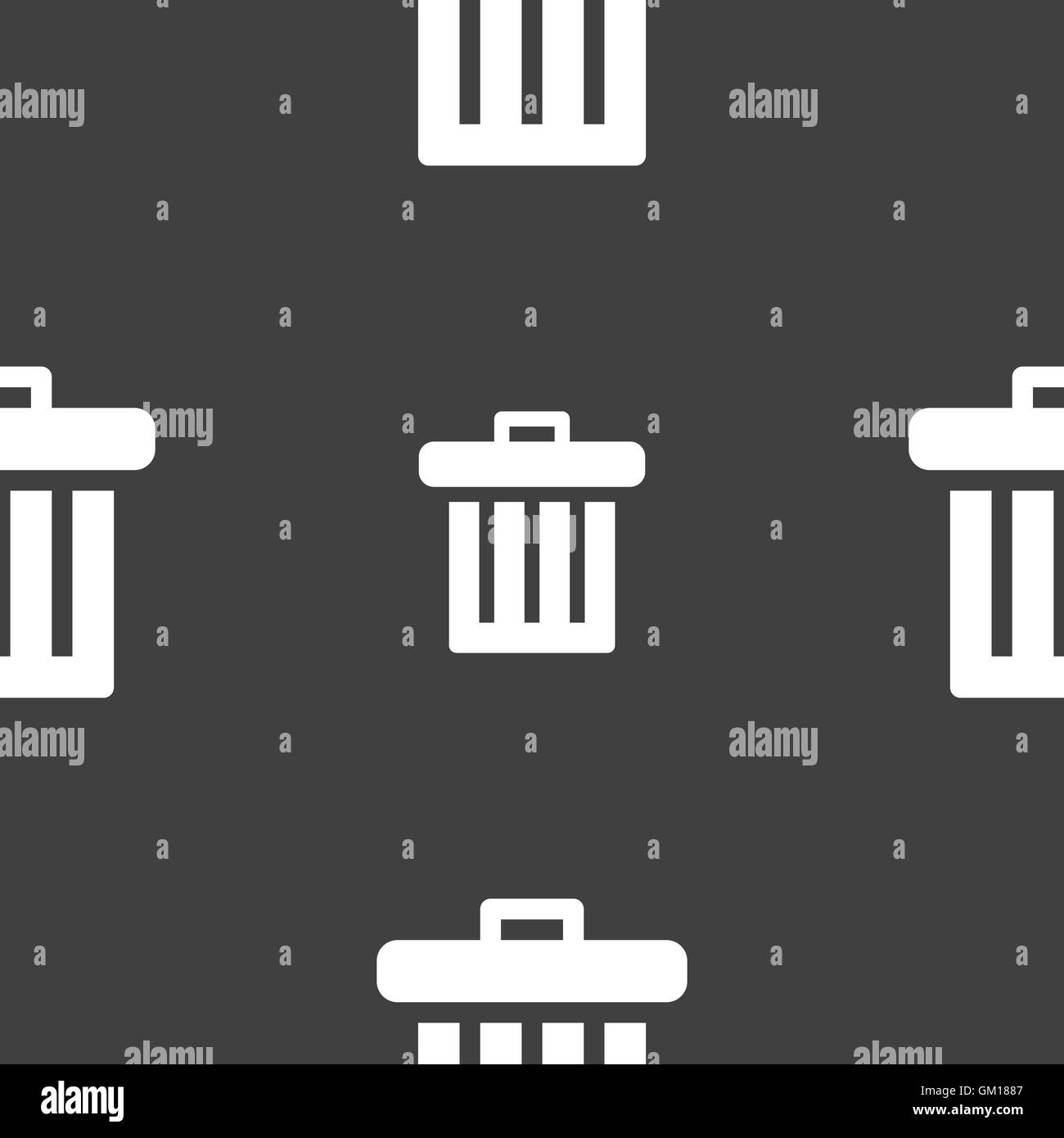 Recycle bin icon sign. Seamless pattern on a gray background. Vector ...