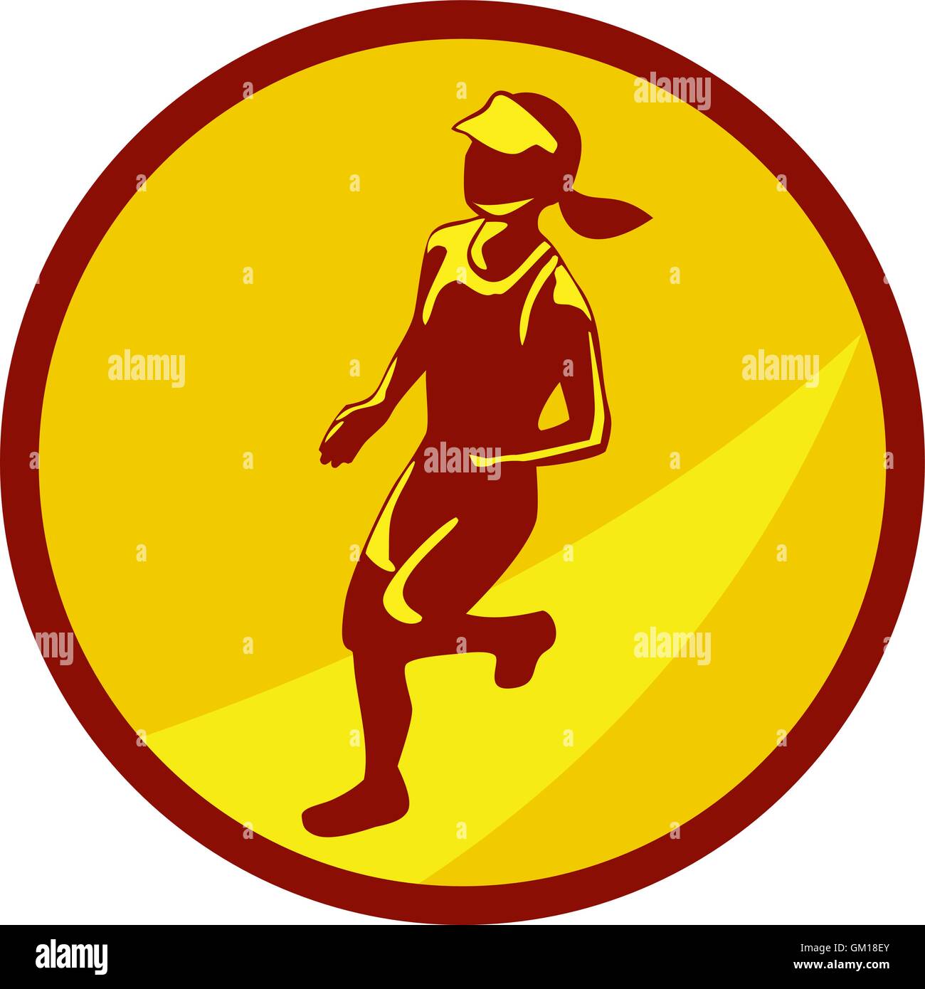 Female Marathon Runner Circle Retro Stock Vector Image & Art - Alamy