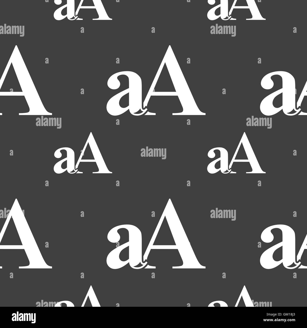 Enlarge font, aA icon sign. Seamless pattern on a gray background ...