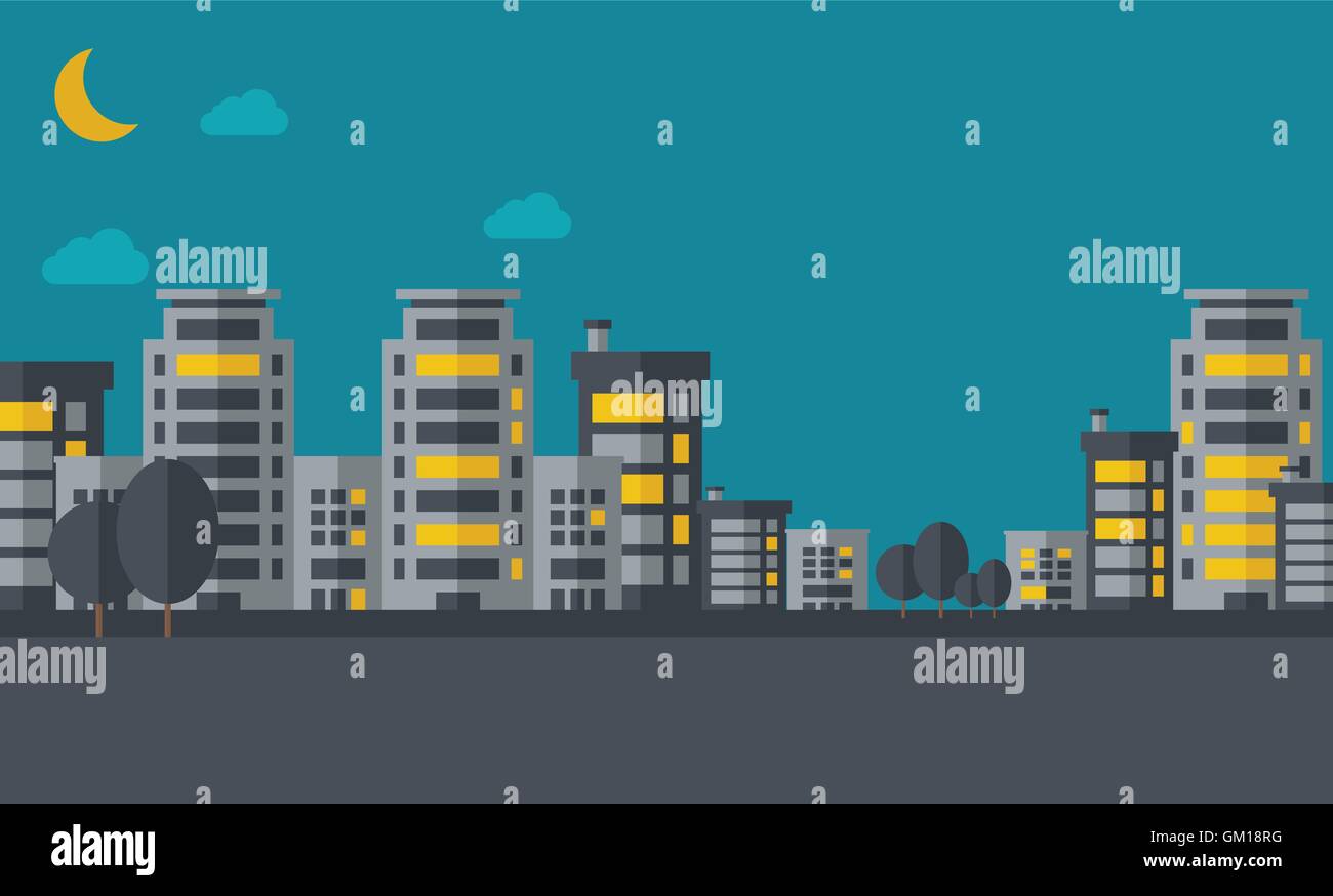 City illuminated night Stock Vector Images - Alamy