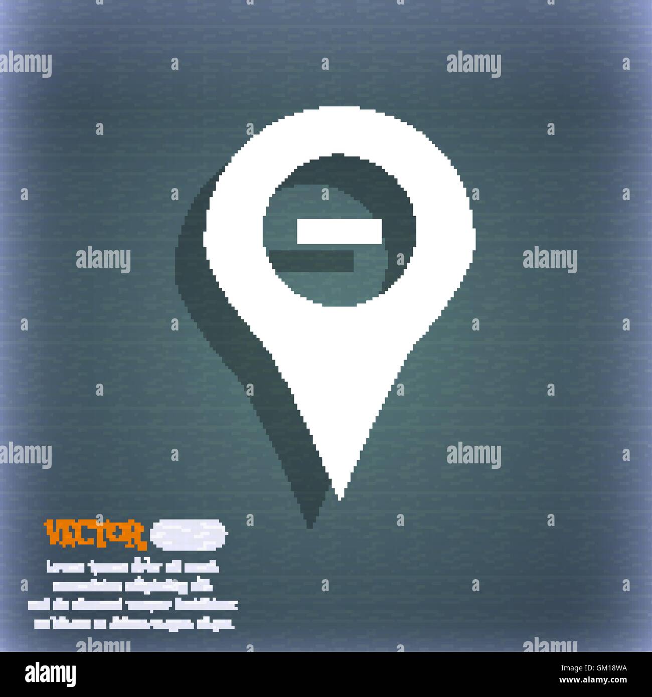 Minus Map pointer, GPS location icon symbol on the blue-green abstract ...