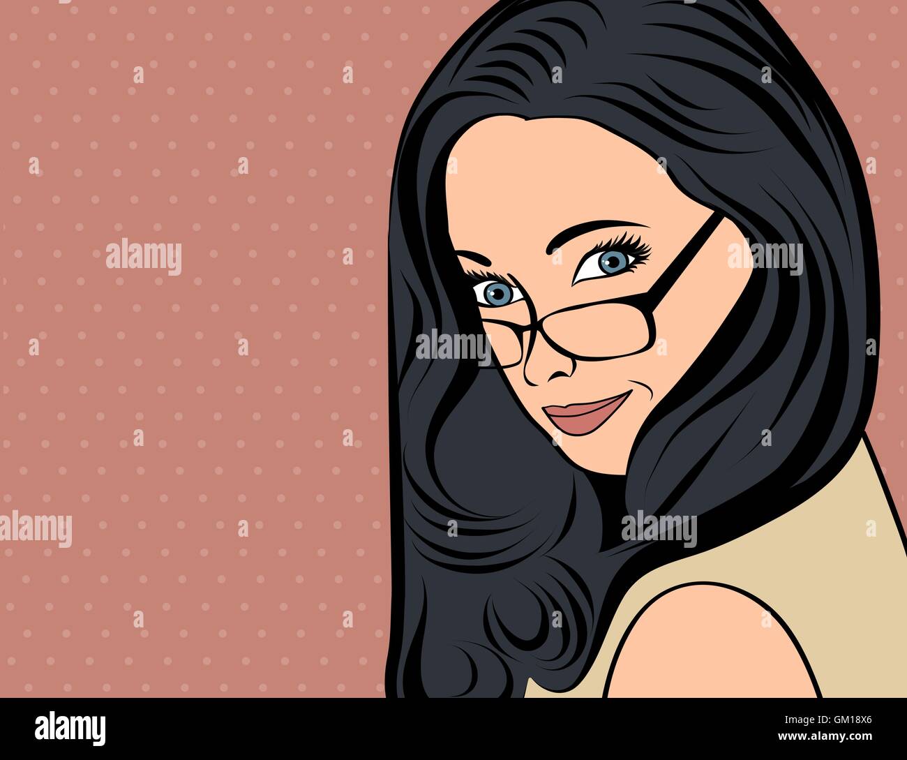 cute retro woman with long hair in comics style Stock Vector Image ...