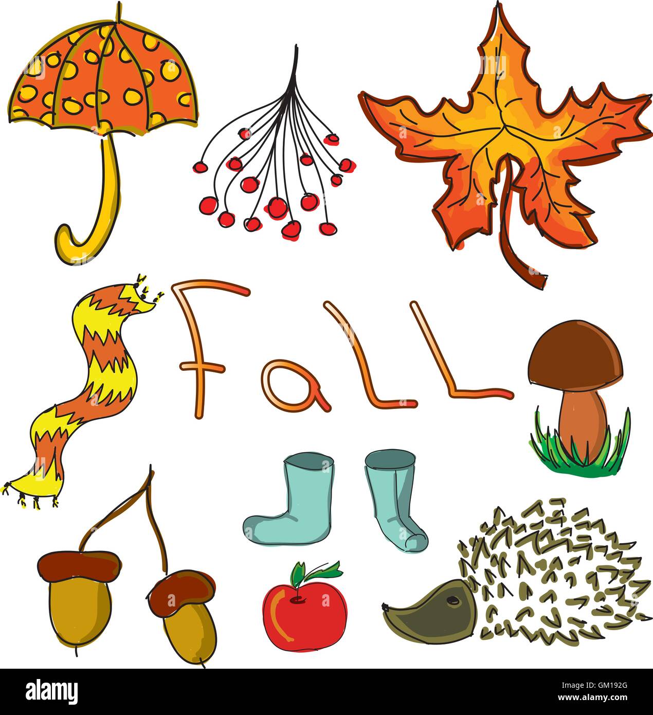 Drawn leaves and word fall Stock Vector Image & Art - Alamy