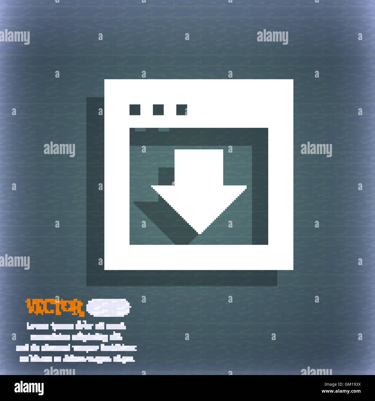 Arrow down, Download, Load, Backup icon symbol on the blue-green ...