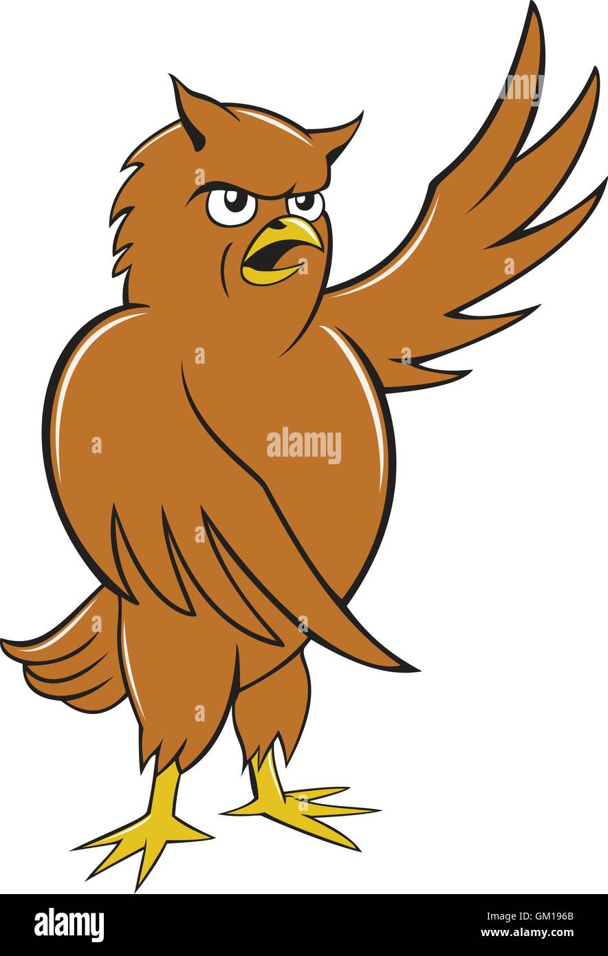 Owl Standing Pointing Wing Cartoon Stock Vector Image & Art - Alamy