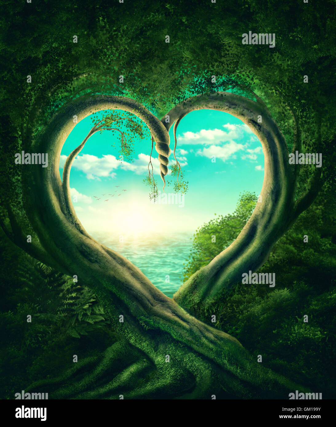 Two trees forming heart hi-res stock photography and images - Alamy