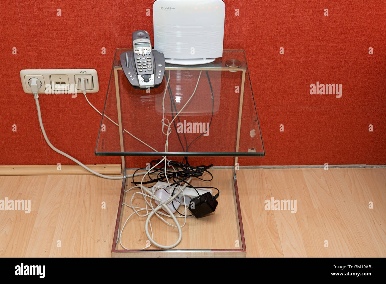Landline and Wi-Fi box in a German home Stock Photo - Alamy