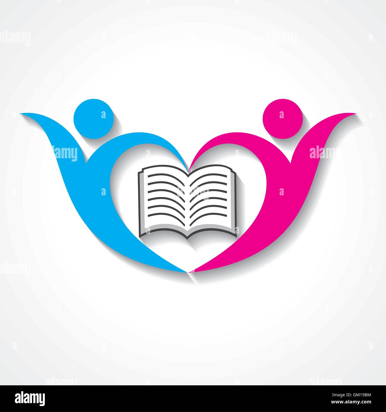happy students with book icon. educational symbol stock vector Stock ...