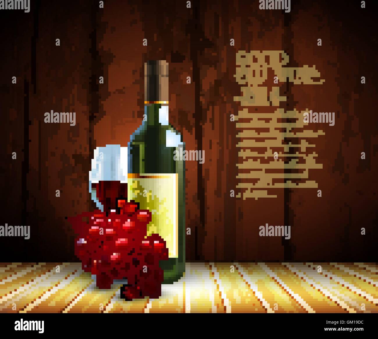 Bunch red grapes glass wine Stock Vector Images - Alamy